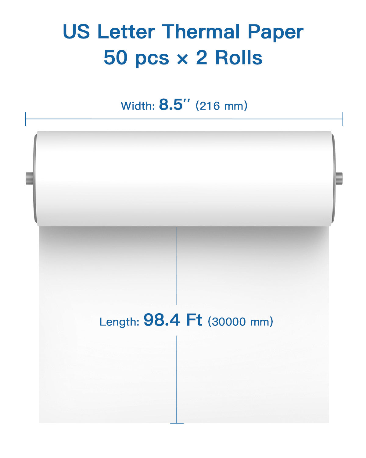 8.5 x 11 US Letter Size Thermal Printing Paper for FT800 (2 Rolls, Tot ...